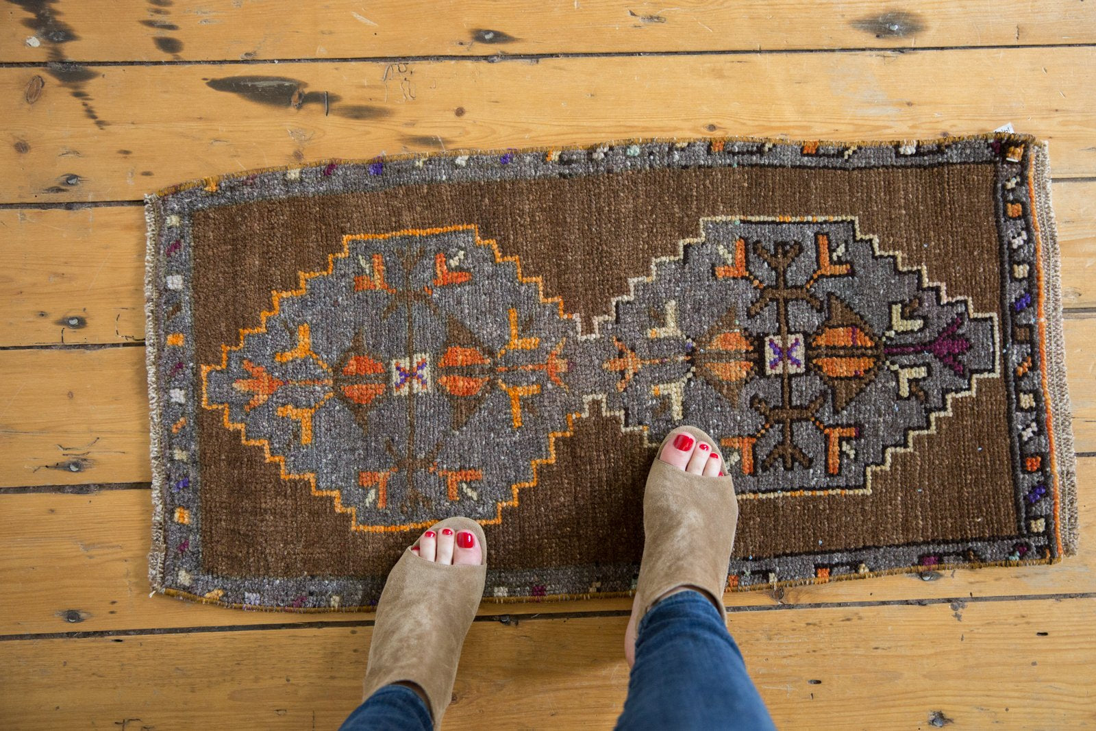 1.5x3 Vintage Distressed Oushak Rug Mat