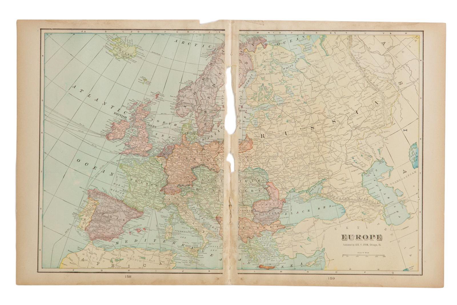 Cram's 1907 Map of Europe – Item #6263