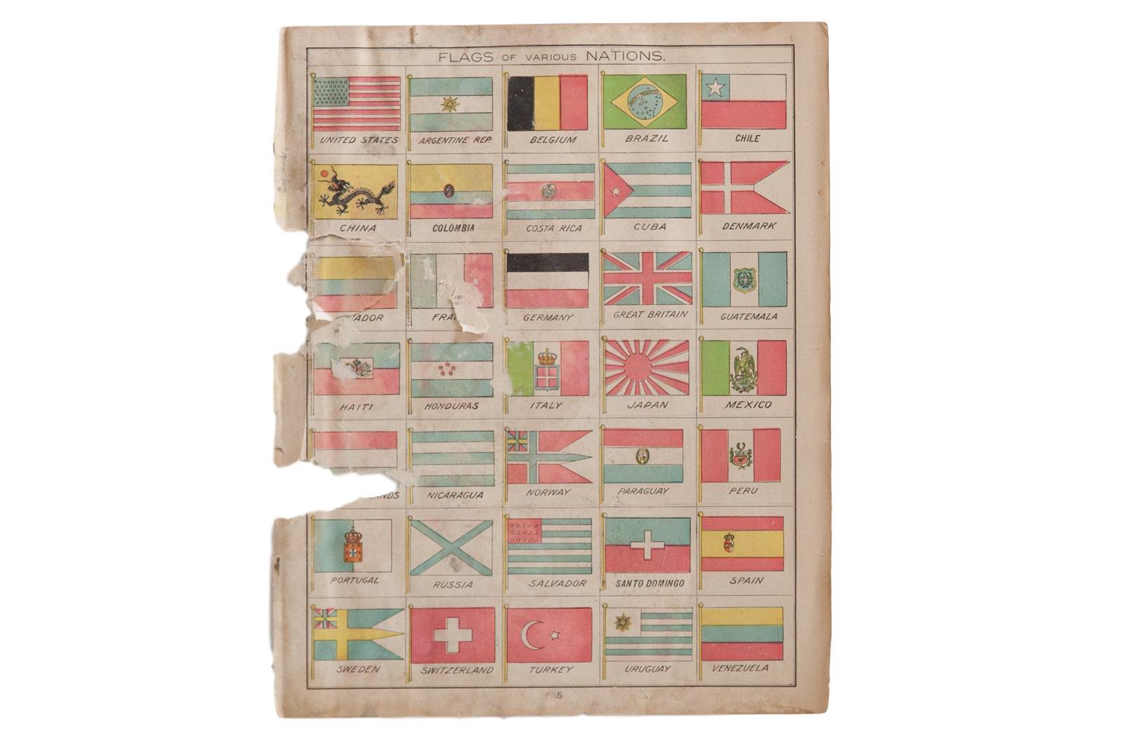 Cram's 1907 Map of Flags of Nations