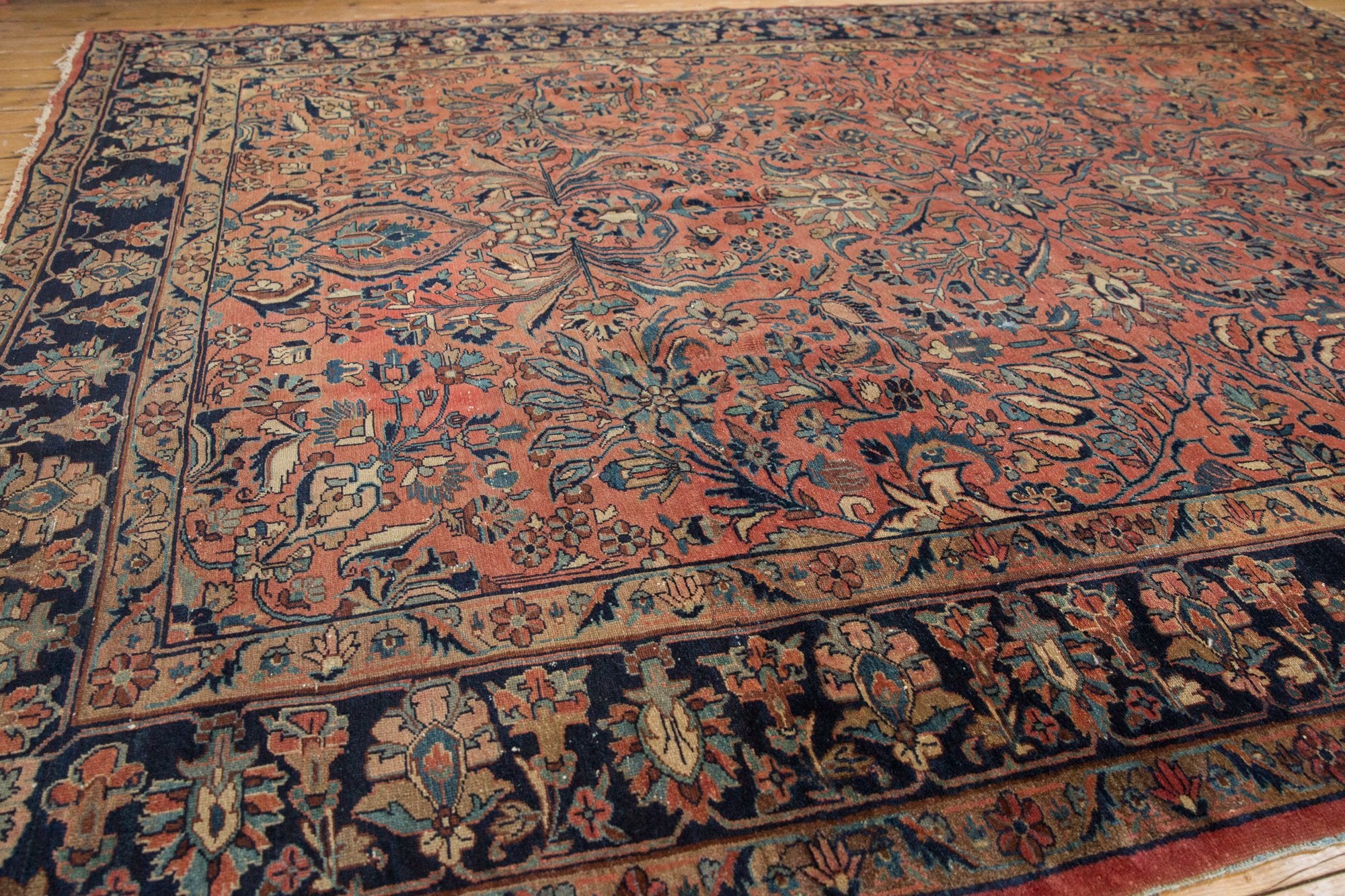 Vintage Lilihan Persian Carpet 9'1" x 12'2" | Pink, Blue | 1930s