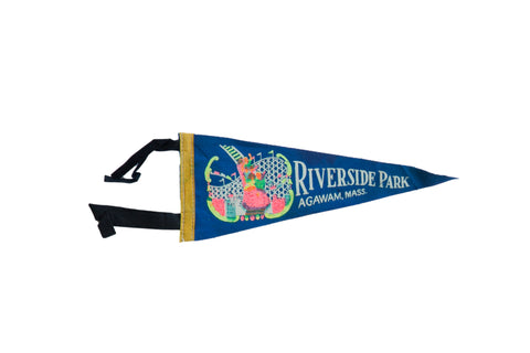 Vintage Riverside Park Agawam Mass Felt Flag