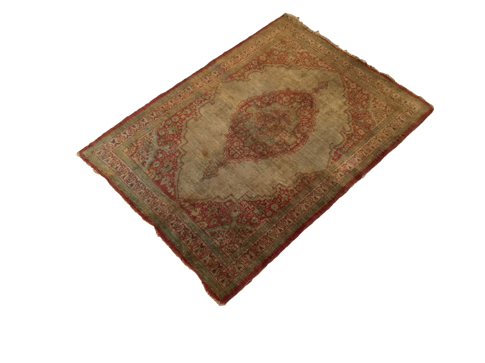 2x2.5 Antique Silk Persian Tabriz Rug Mat
