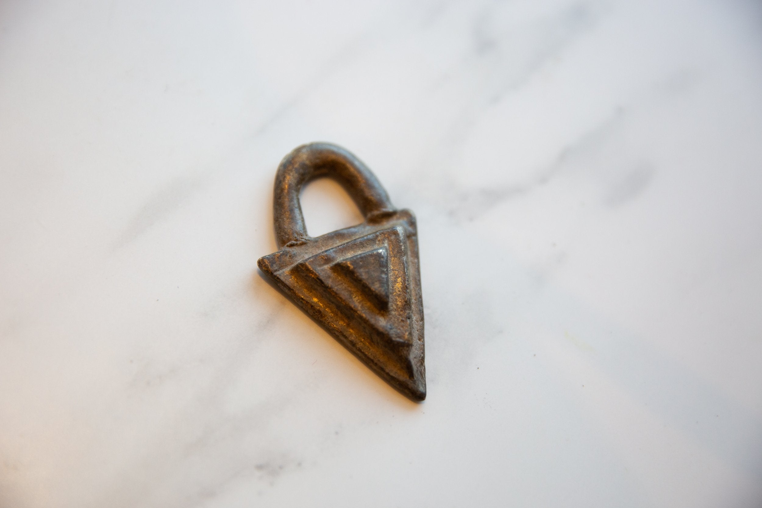 Vintage African Bronze Decorative Triangle
