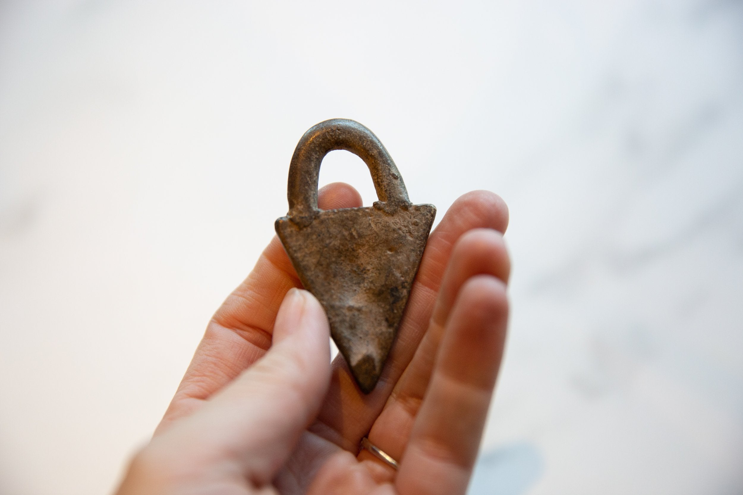 Vintage African Bronze Decorative Triangle