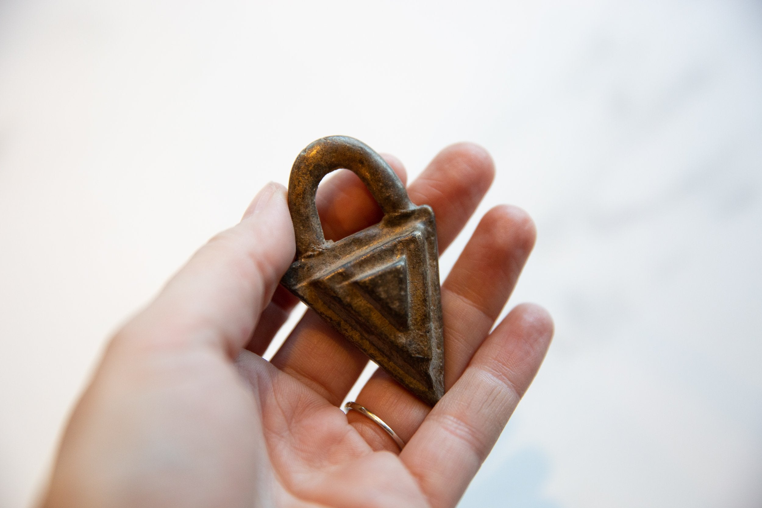 Vintage African Bronze Decorative Triangle