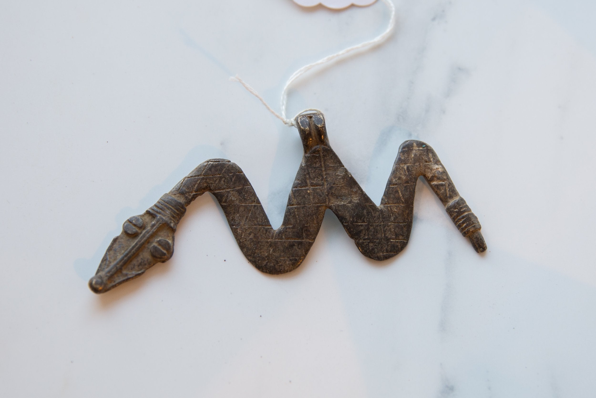 Vintage African Bronze Snake Medallion – Item #ab01189