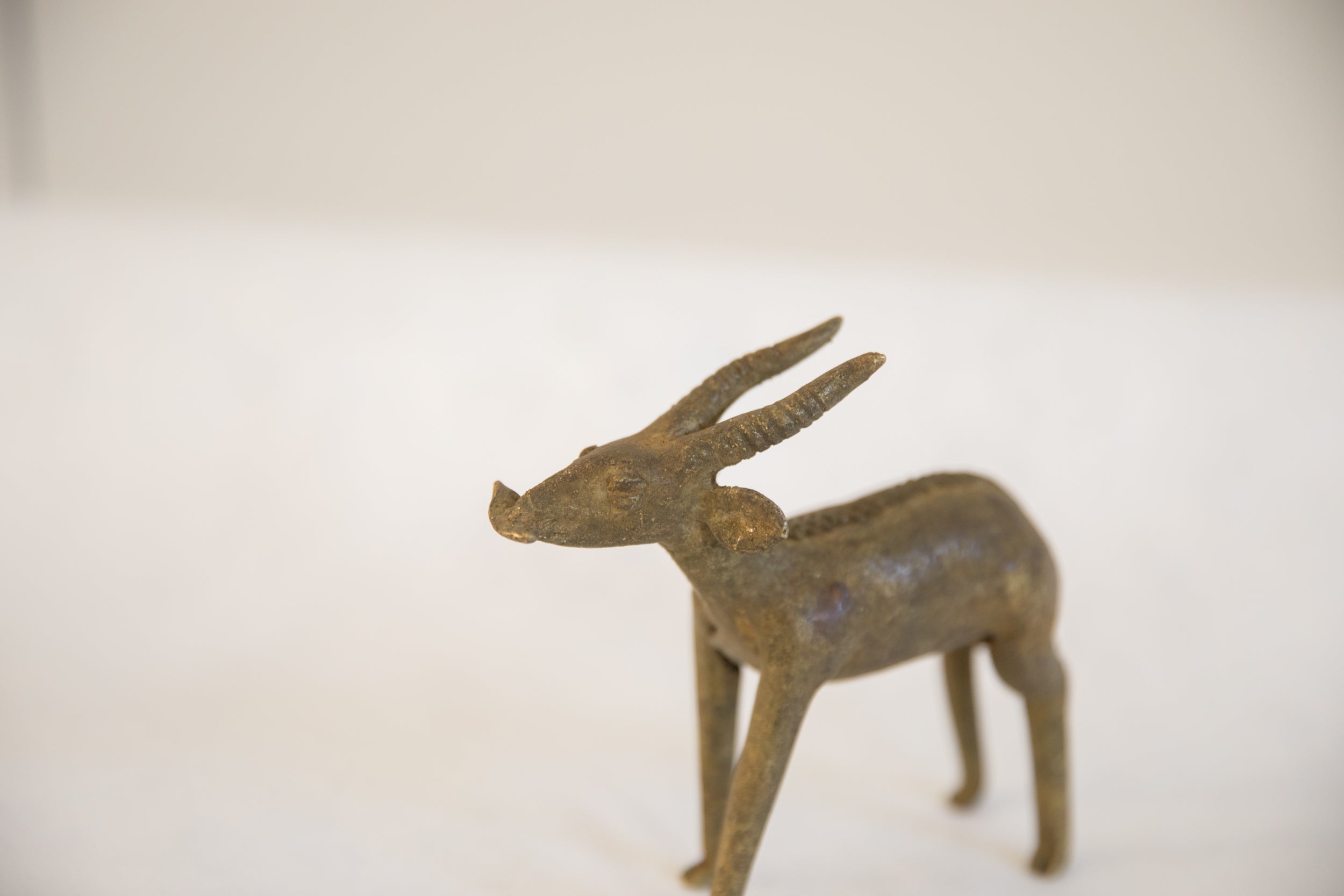 Vintage African Antelope with Leaf Sculpture