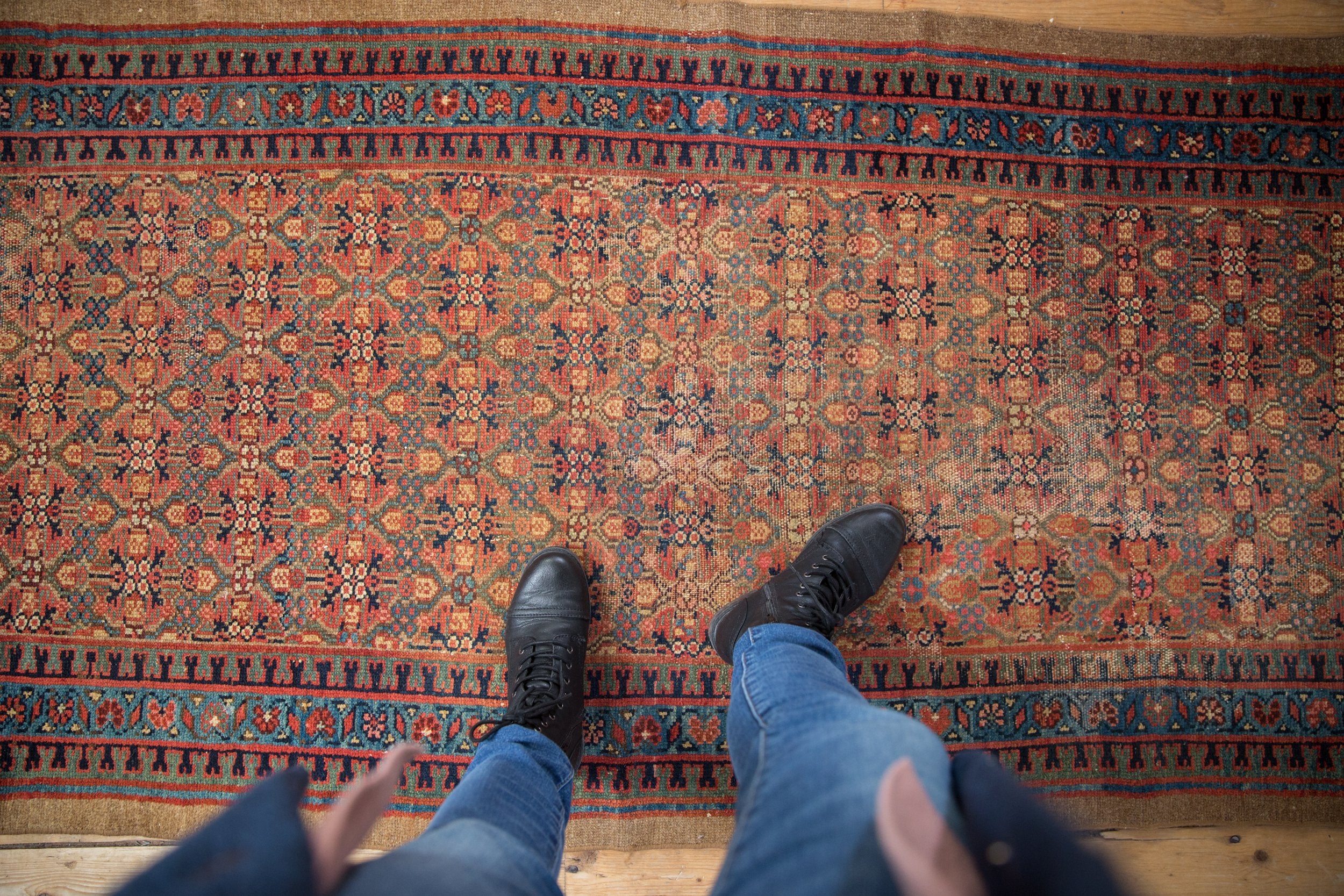 3.5x9.5 Vintage Camel Hair Serab Rug Runner