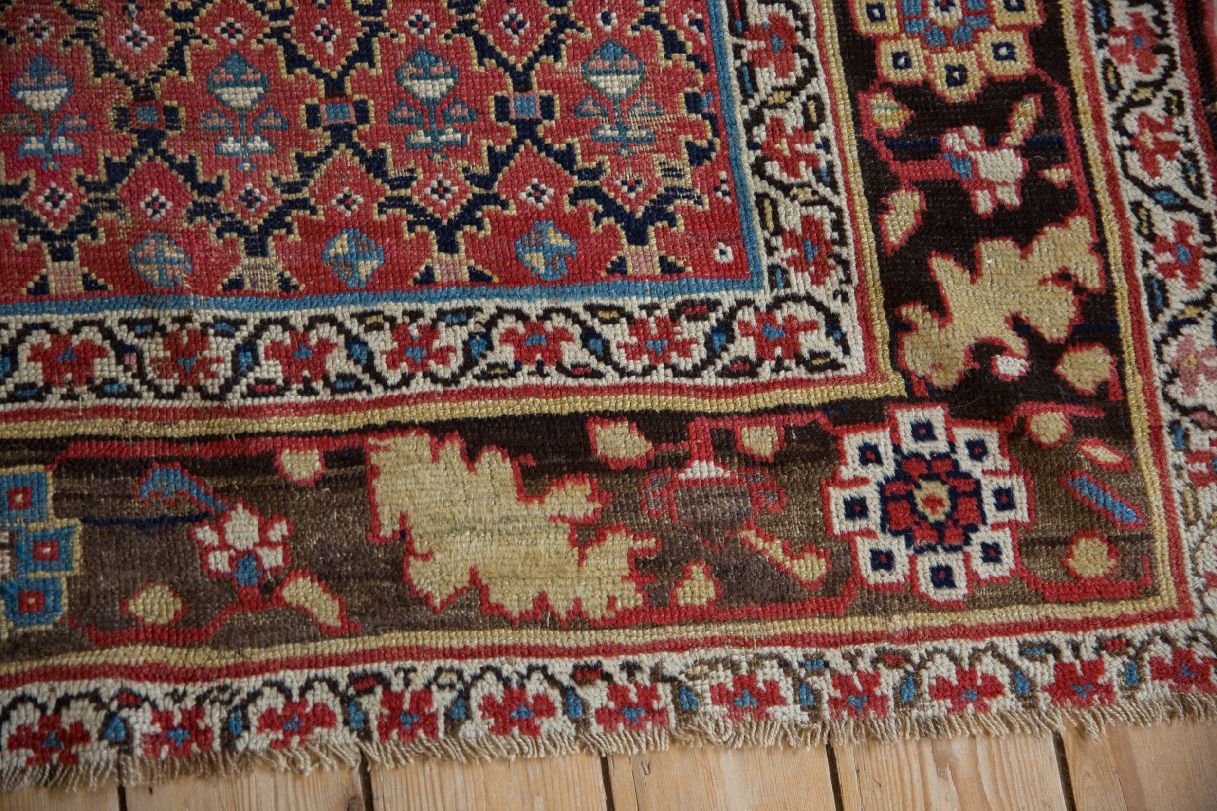 Antique Kurdish Rug 4'9" x 10'8" | Red, Brown | circa 1900s