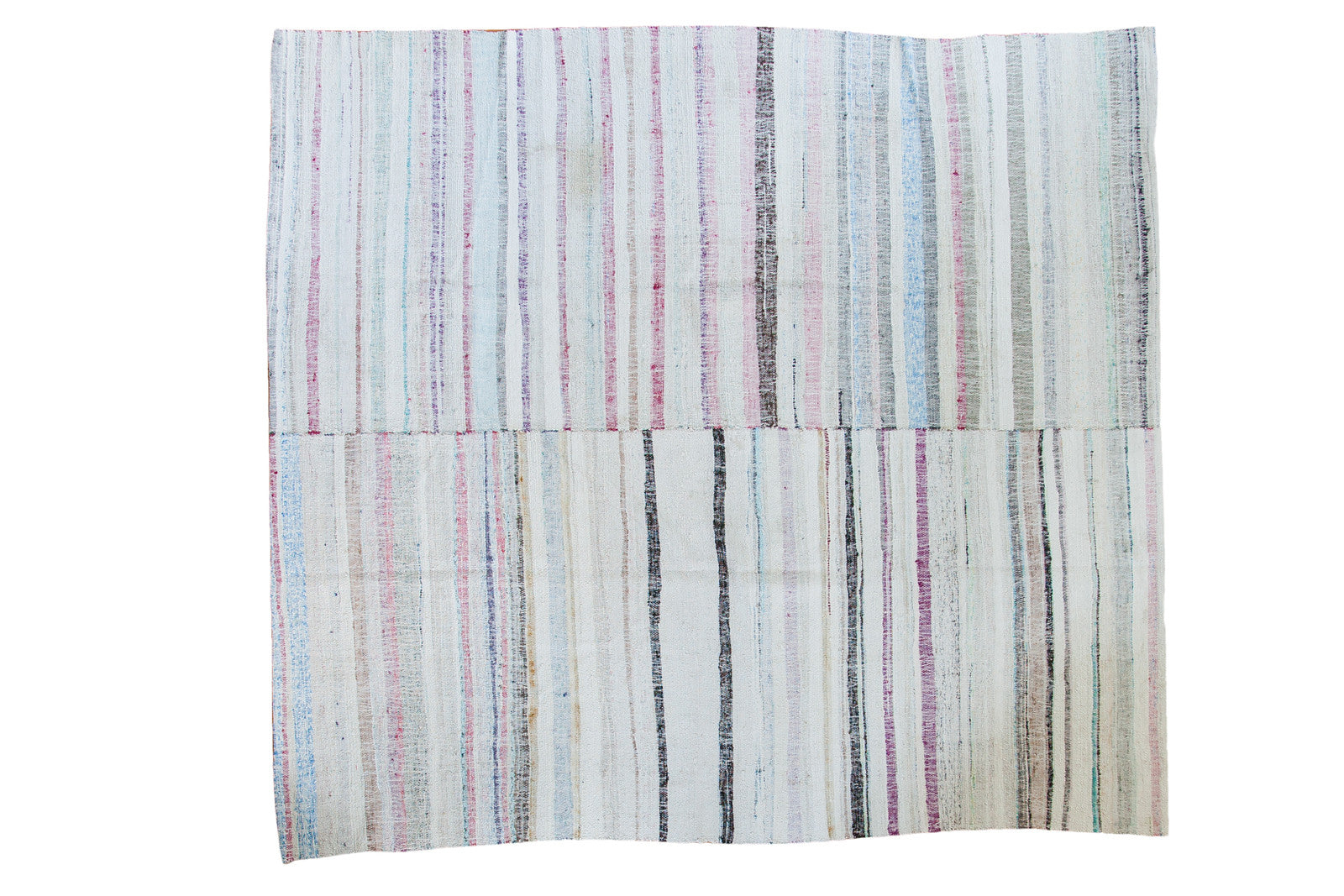 8x8.5 Vintage Rag Rug Carpet