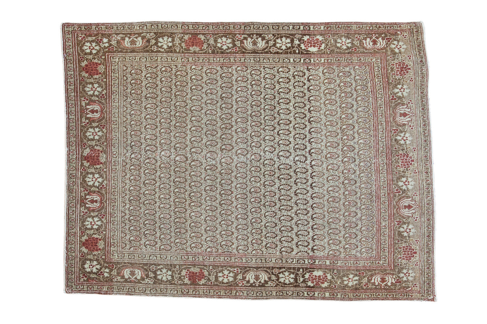 4x5 Antique Tabriz Square Rug
