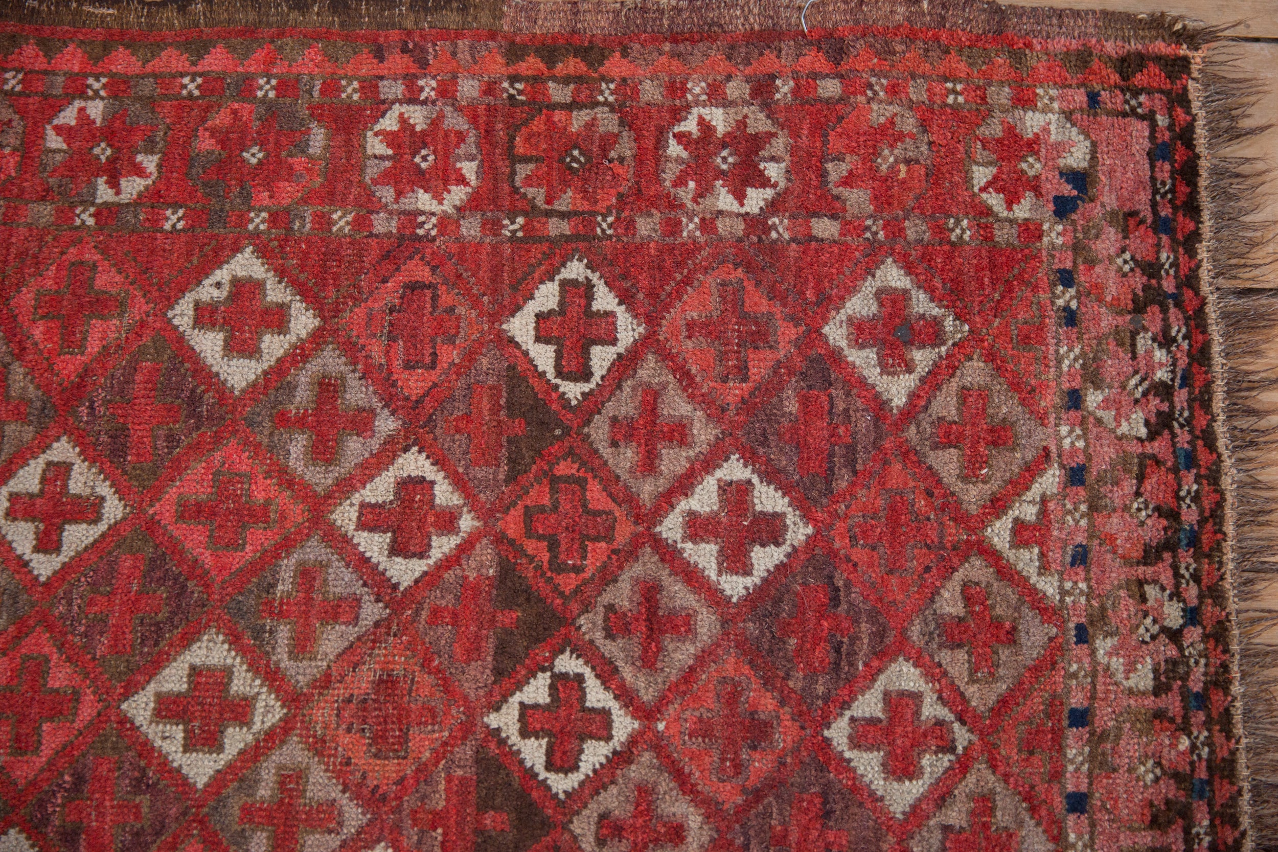3x4.5 Vintage Afghan Square Rug / ONH item ee002062