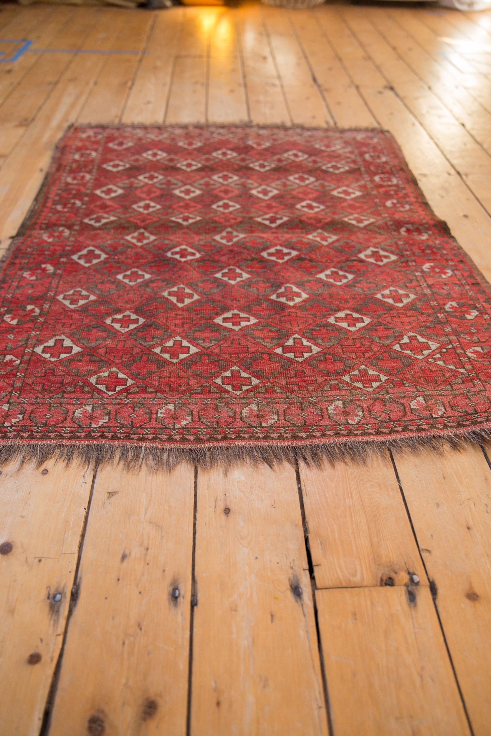3x4.5 Vintage Afghan Square Rug / ONH item ee002062