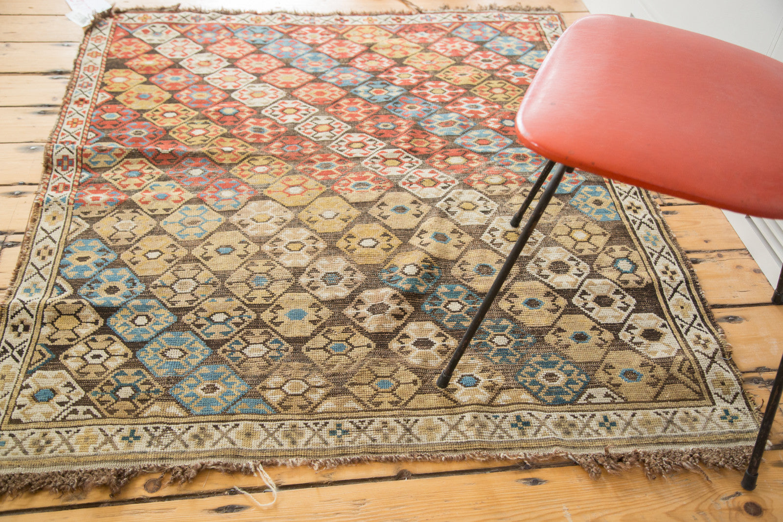 4x4.5 Distressed Antique Shirvan Square Rug