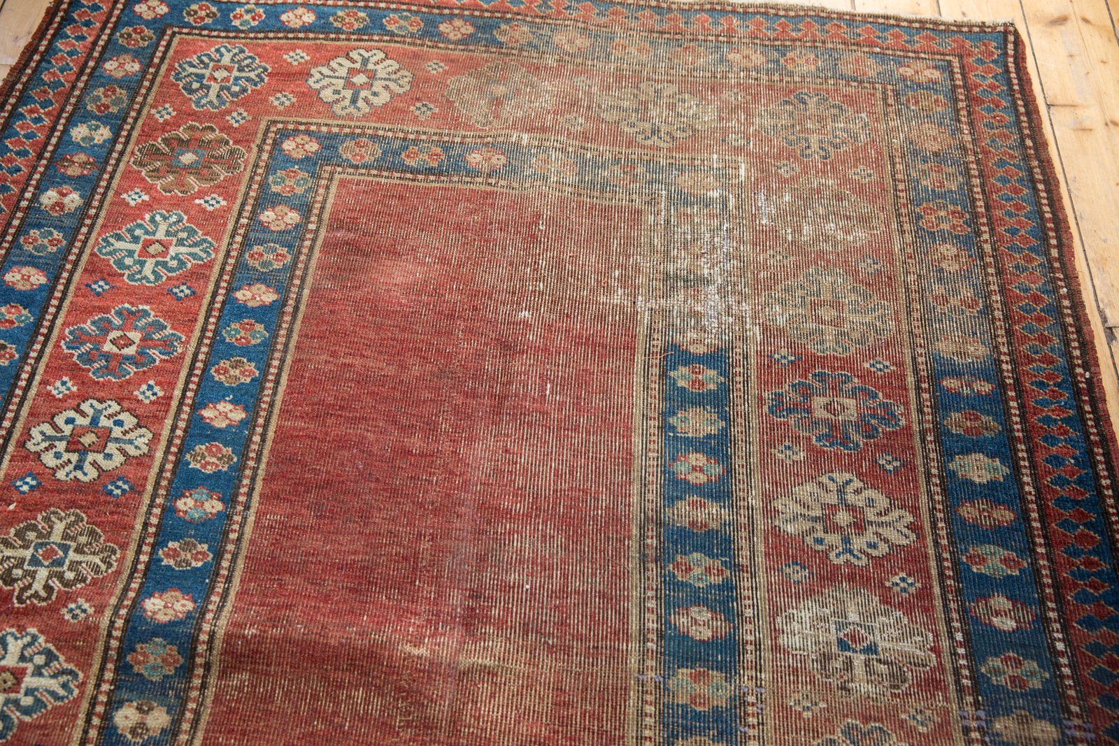 Antique Caucasian Carpet 5'3" x 8'1" | Red, Blue | c. 1895s