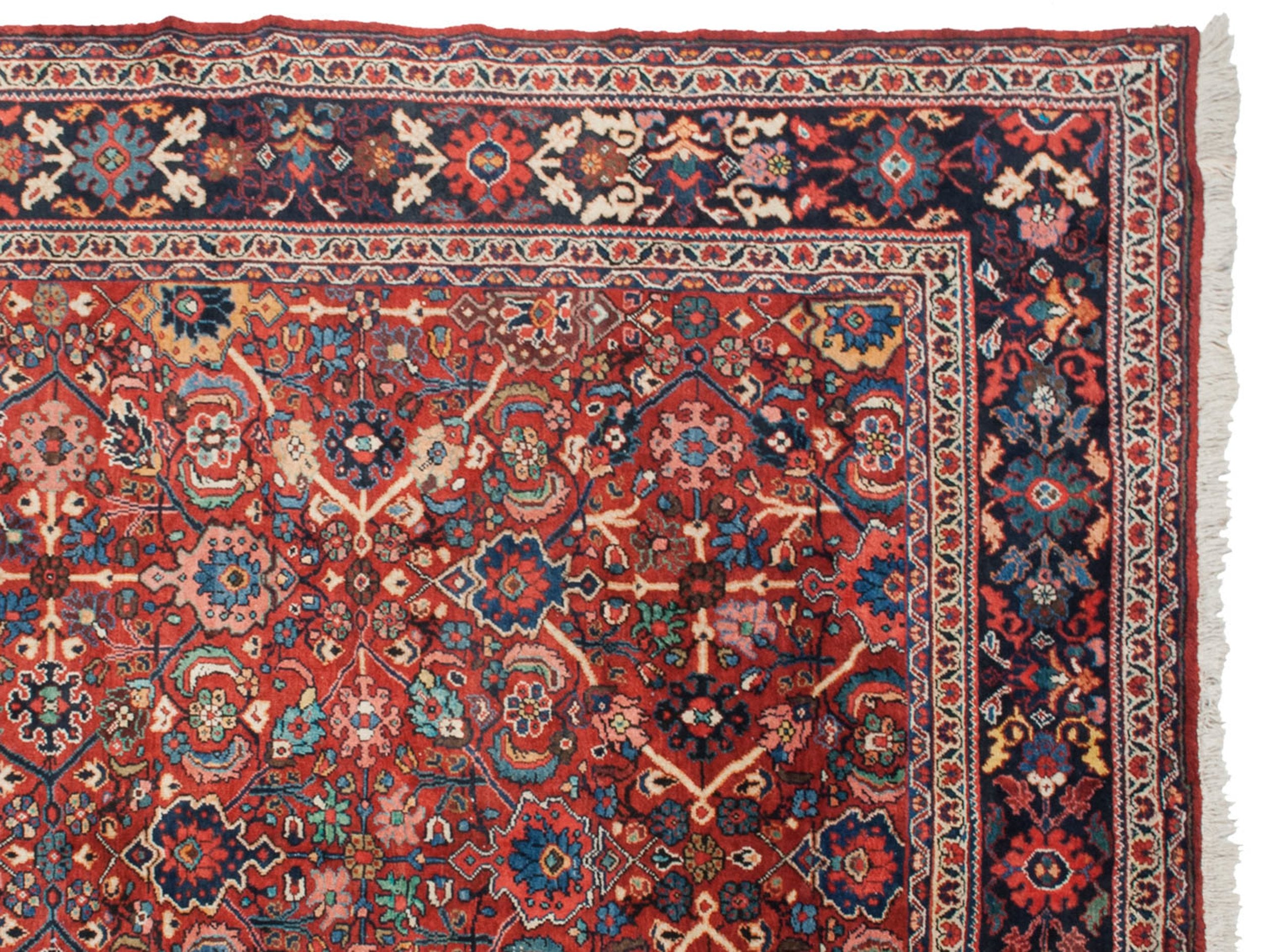 Vintage Mahal Persian Carpet 9'8" x 12'6" | Red, Blue | c. 1940s