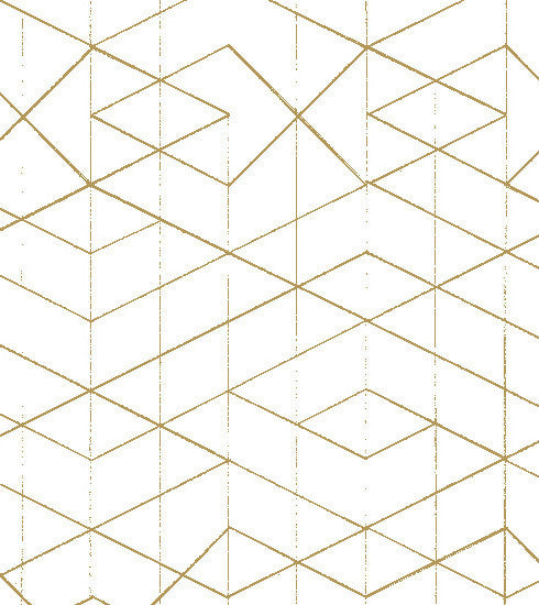 Geometric Wallpaper Gold on White