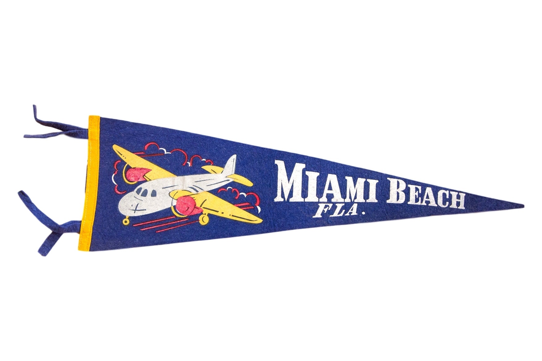 Vintage Miami Beach Florida Felt Flag