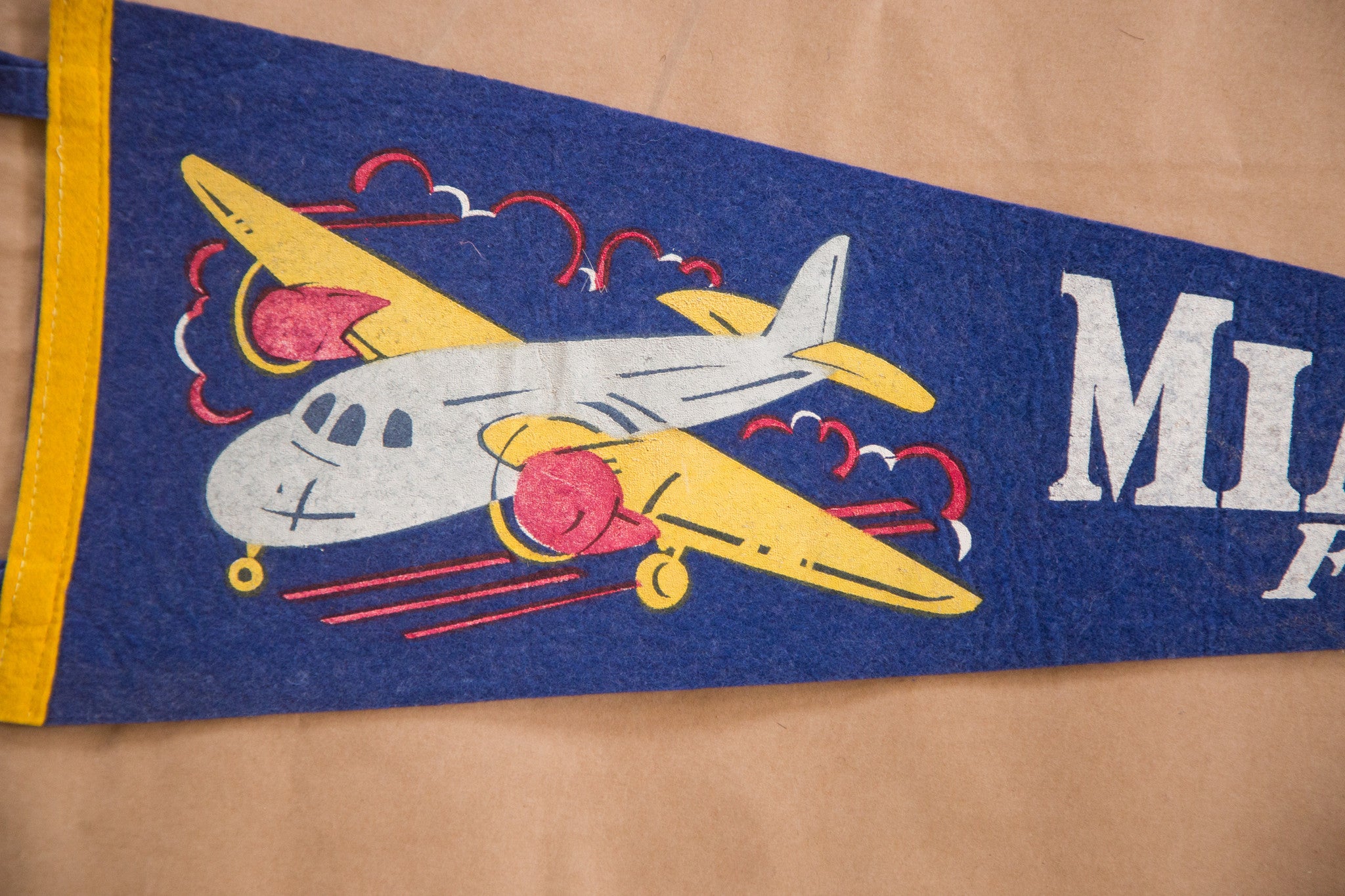 Vintage Miami Beach Florida Felt Flag