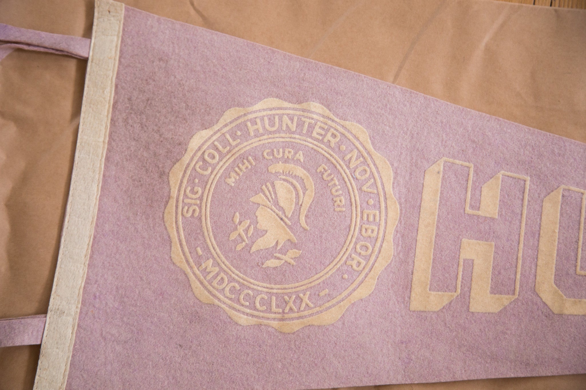 Vintage CUNY Hunter College Felt Flag